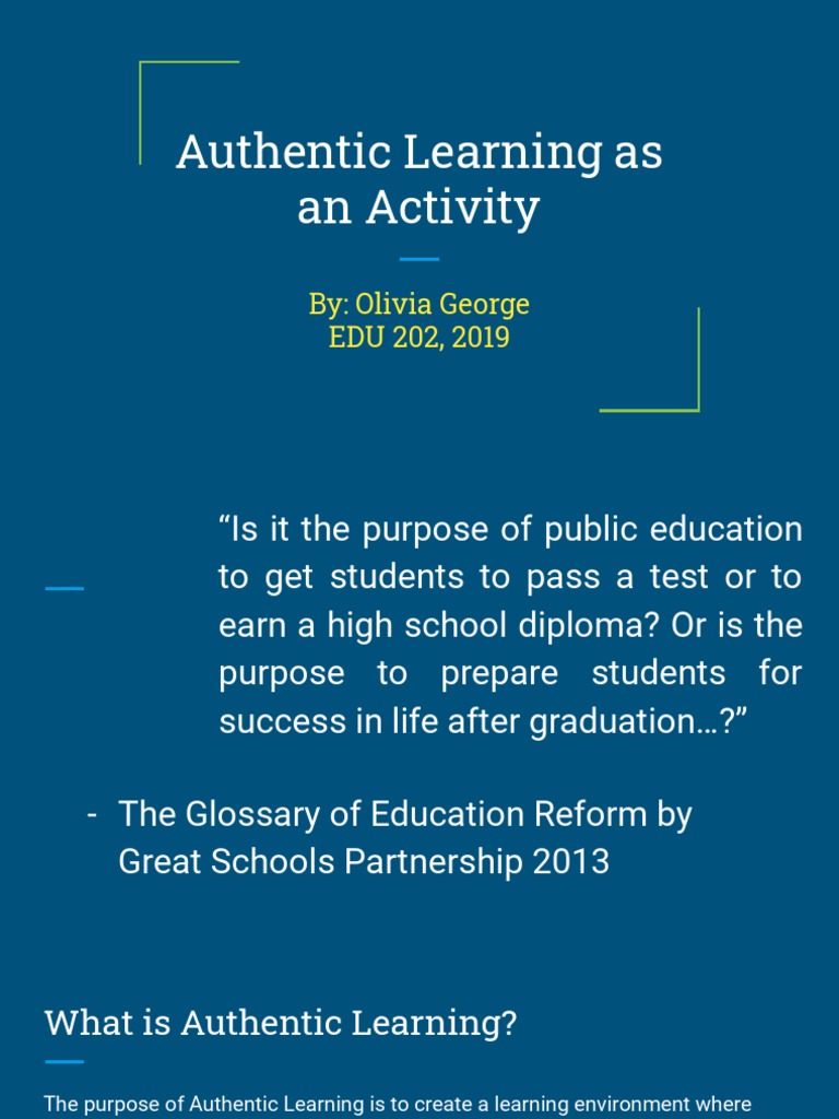 Authentic Learning for Educators | PDF