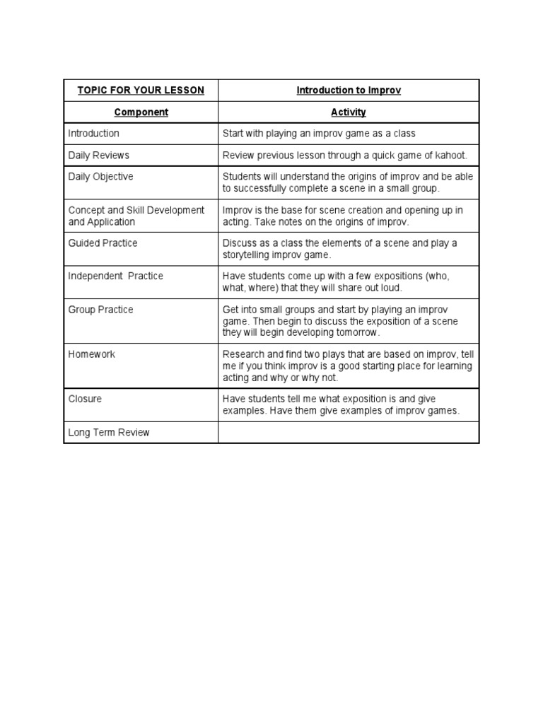 Components of An Effective Lesson Activity | PDF