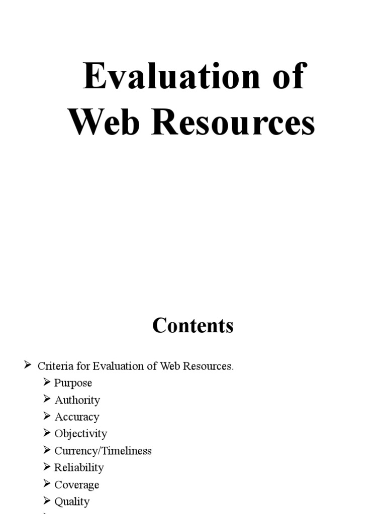Evaluation of Web Resources | PDF | Encyclopedias | World Wide Web