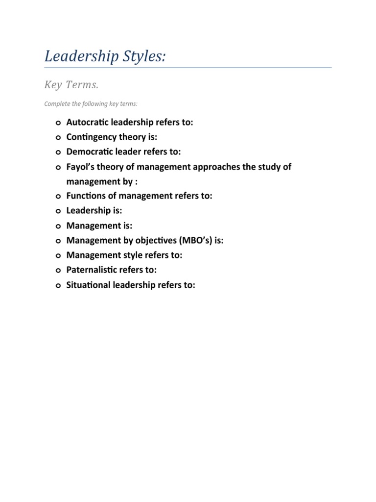 Leadership Styles | PDF