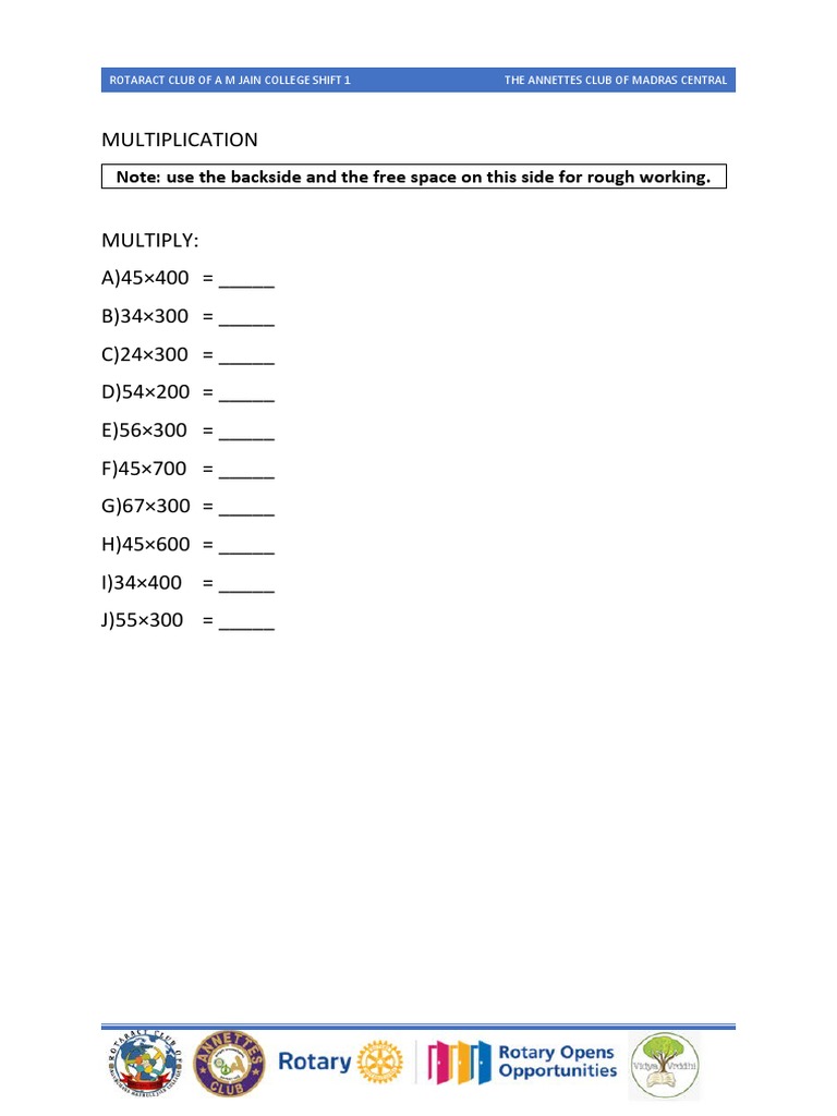 Nischay Multiplication With Carryover | PDF