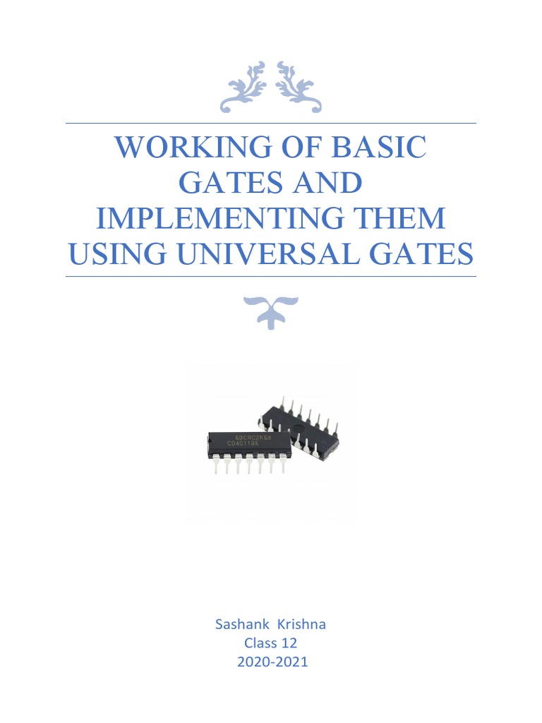 Working of Basic Gates and Implementing Them Using Universal Gates | PDF