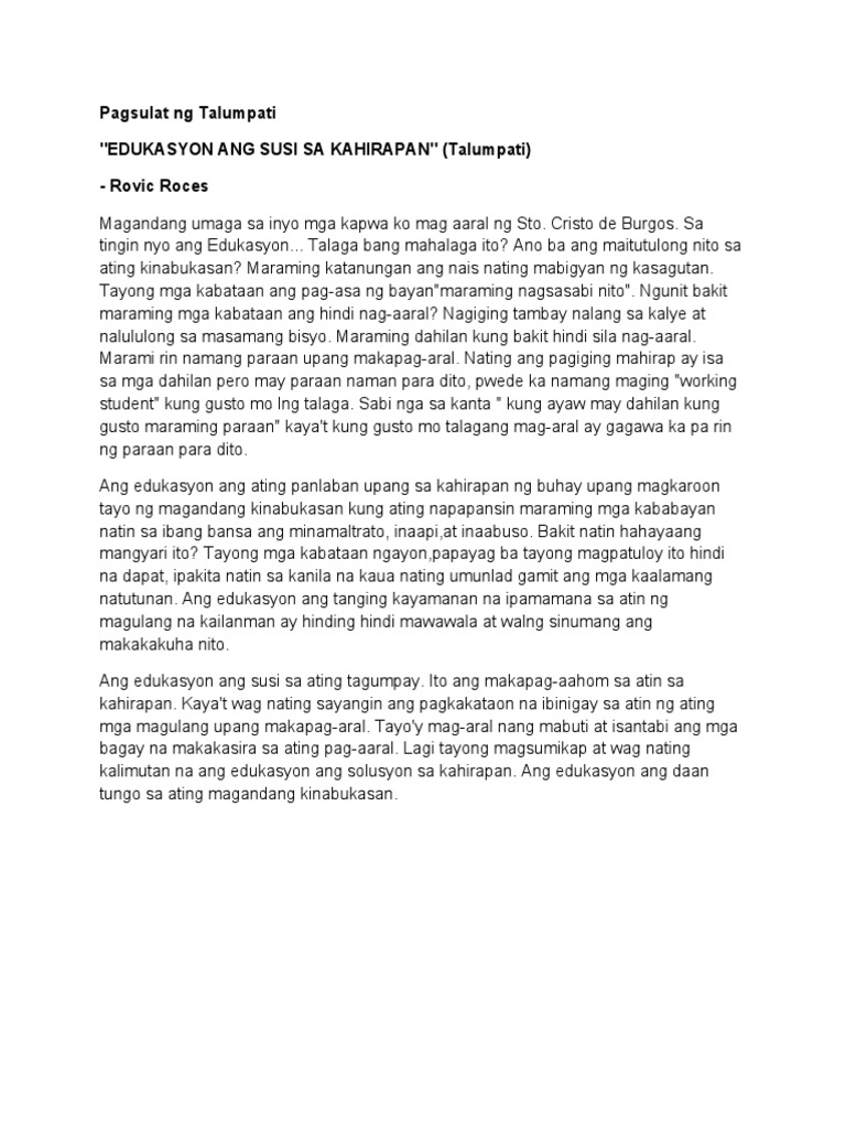 Pagsulat NG Talumpati | PDF