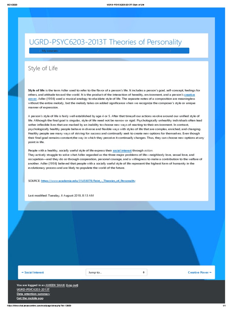 Understanding Style of Life: Adler's Conceptualization of an Individual ...