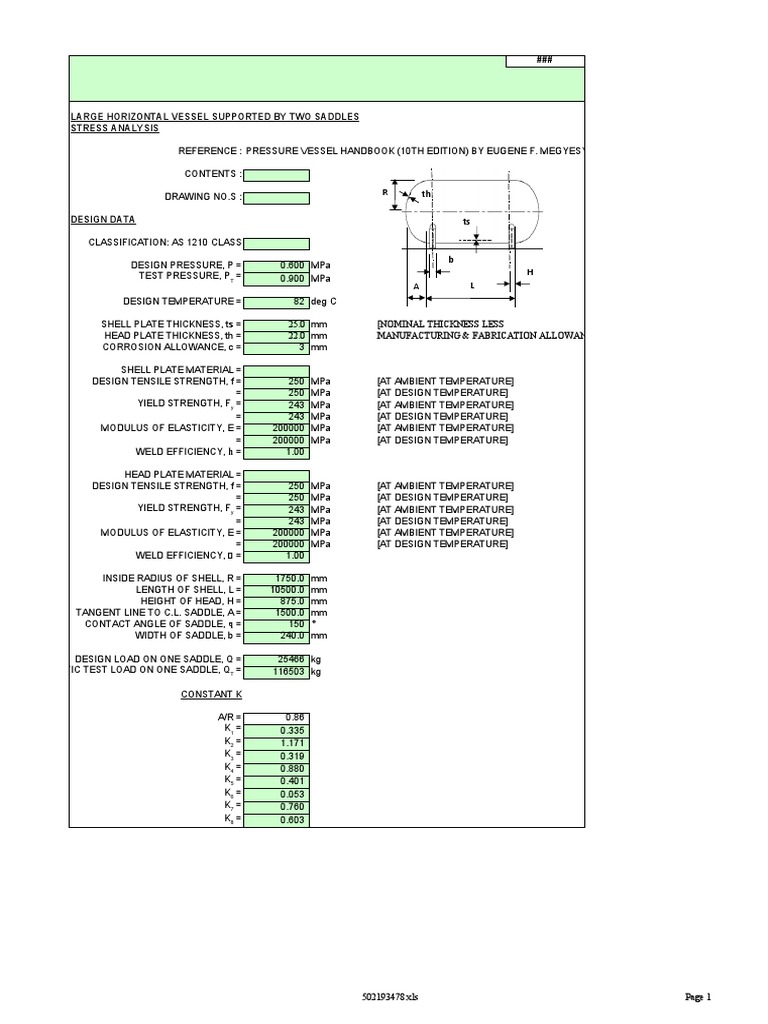 Horizontal Vessel Saddle Support Analysis | PDF | Strength Of Materials ...