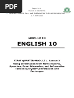 Q1 English10 Module 7 | PDF | Fluency | Speech