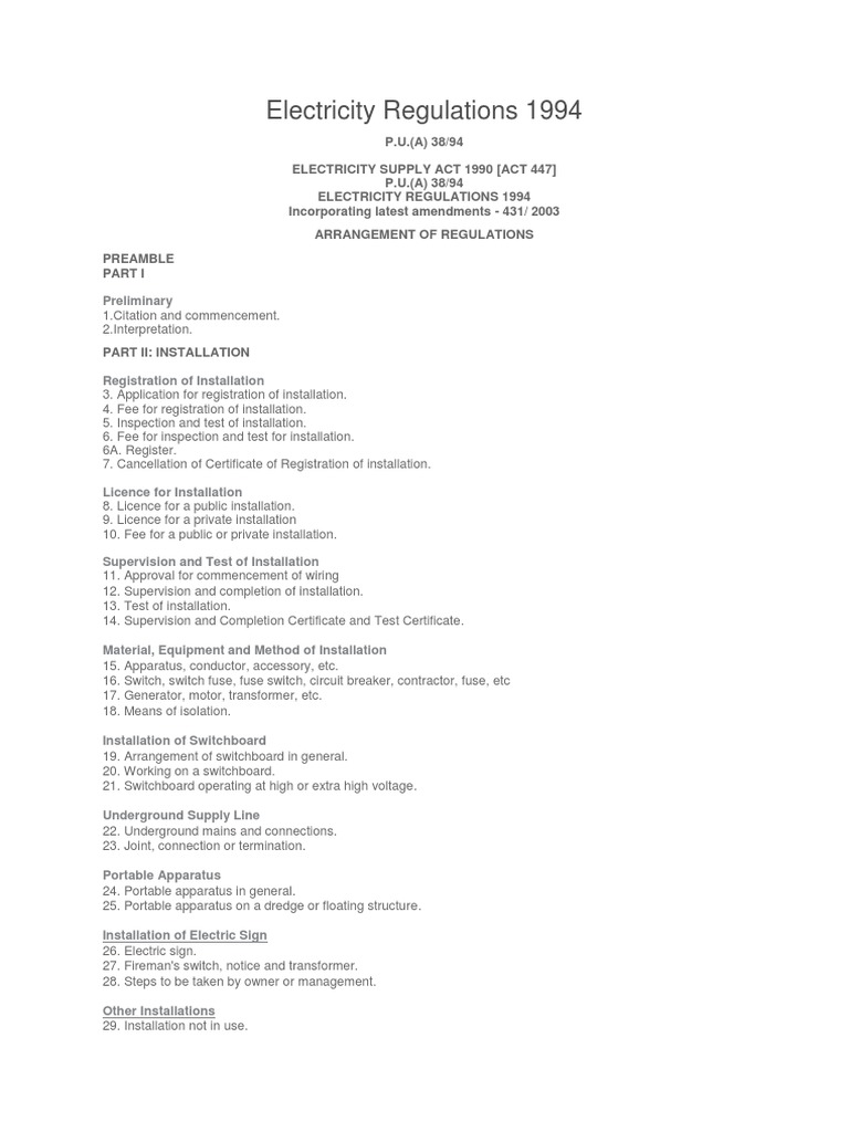 05 Electricity Regulation Complete | PDF | Fuse (Electrical ...