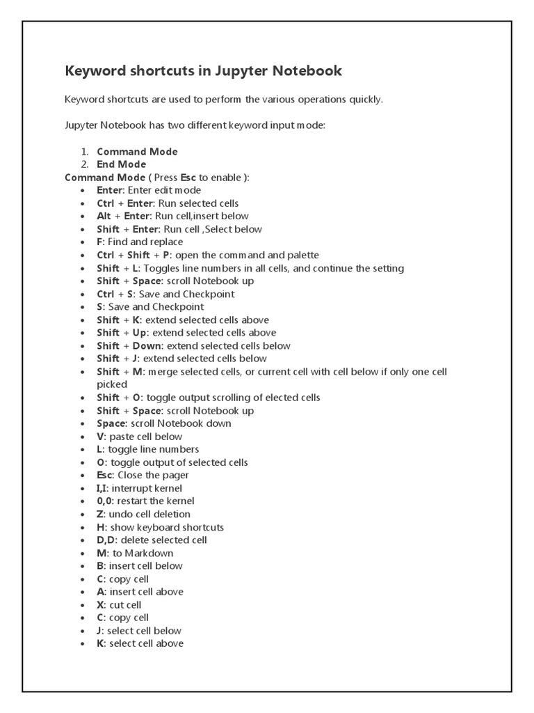 Keyword Shortcuts in Jupyter Notebook | PDF | Ibm Pc Compatibles ...
