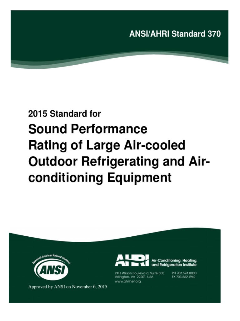 ANSI AHRI Standard 370 2015 | PDF | Air Conditioning | Decibel