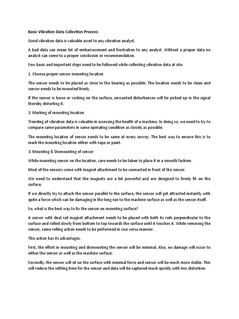 Basics in Vibration Data Collection | PDF | Sensor | Accelerometer