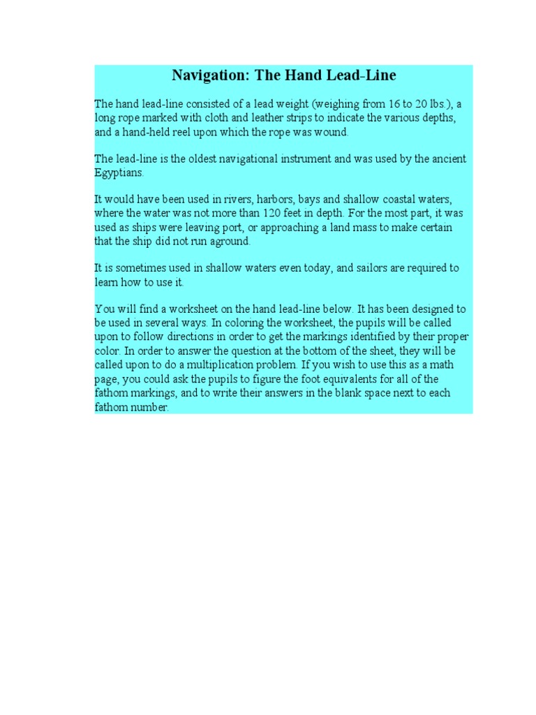 Hand Lead Line | PDF | Water Transport | Nature