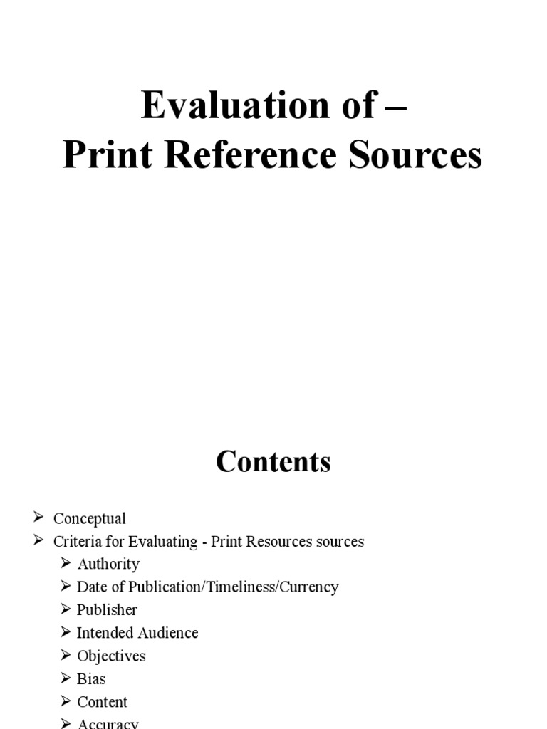 Evaluation of - Print Reference Sources | PDF | Publishing | Bias
