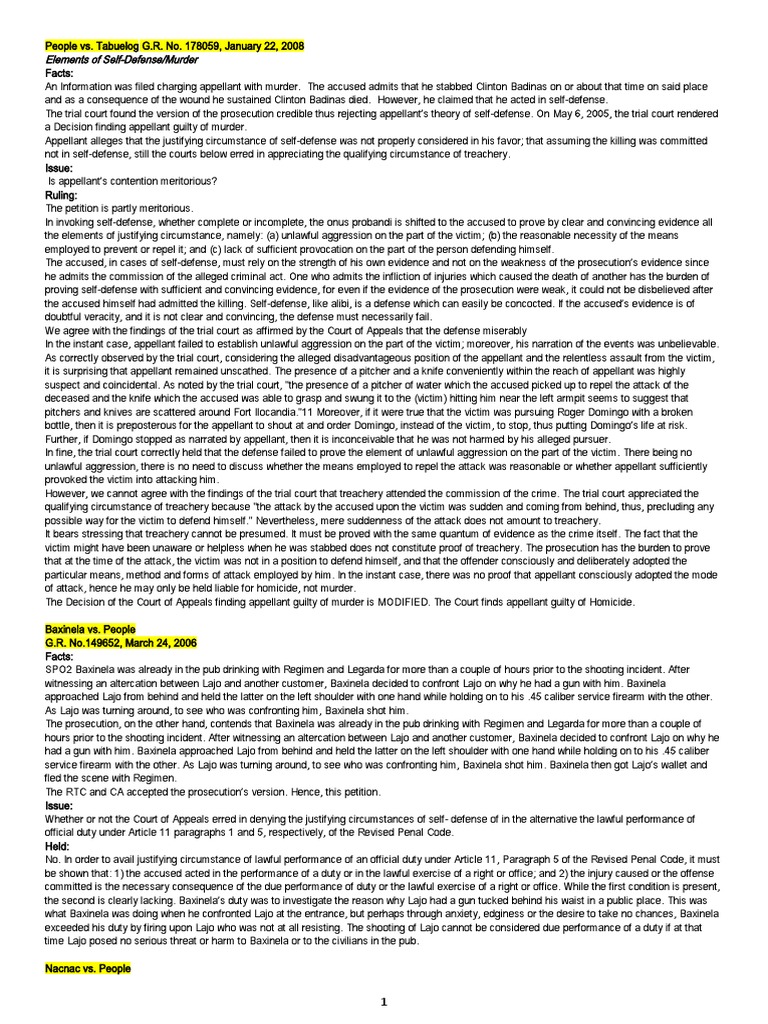 Criminal Case Set 4 Digested | PDF | Burden Of Proof (Law) | Evidence