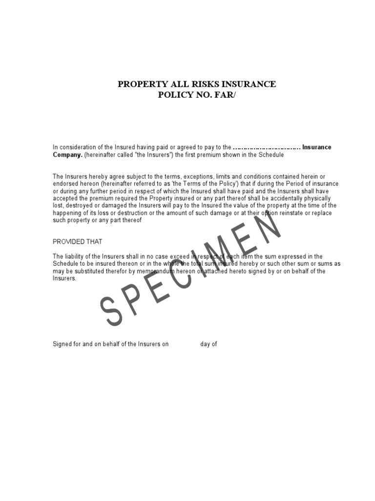 PROPERTY All Risk Pol Wording | PDF | Arbitral Tribunal | Insurance