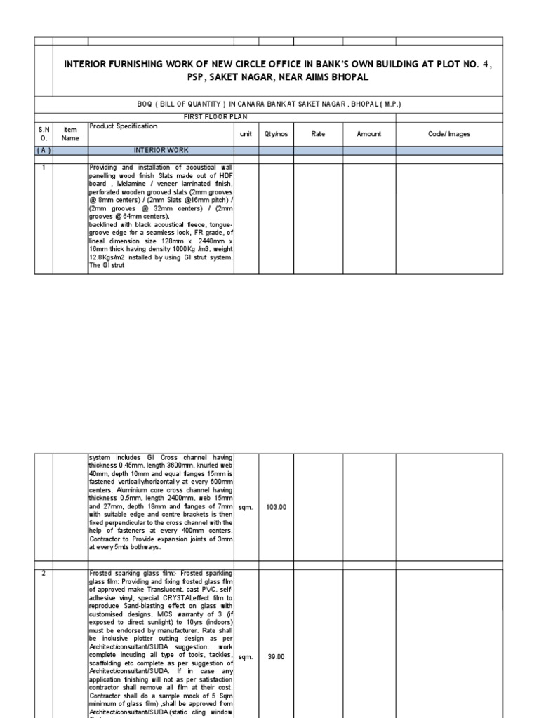 Interior Furnishing Work of New Circle Office in Bank'S Own Building at ...