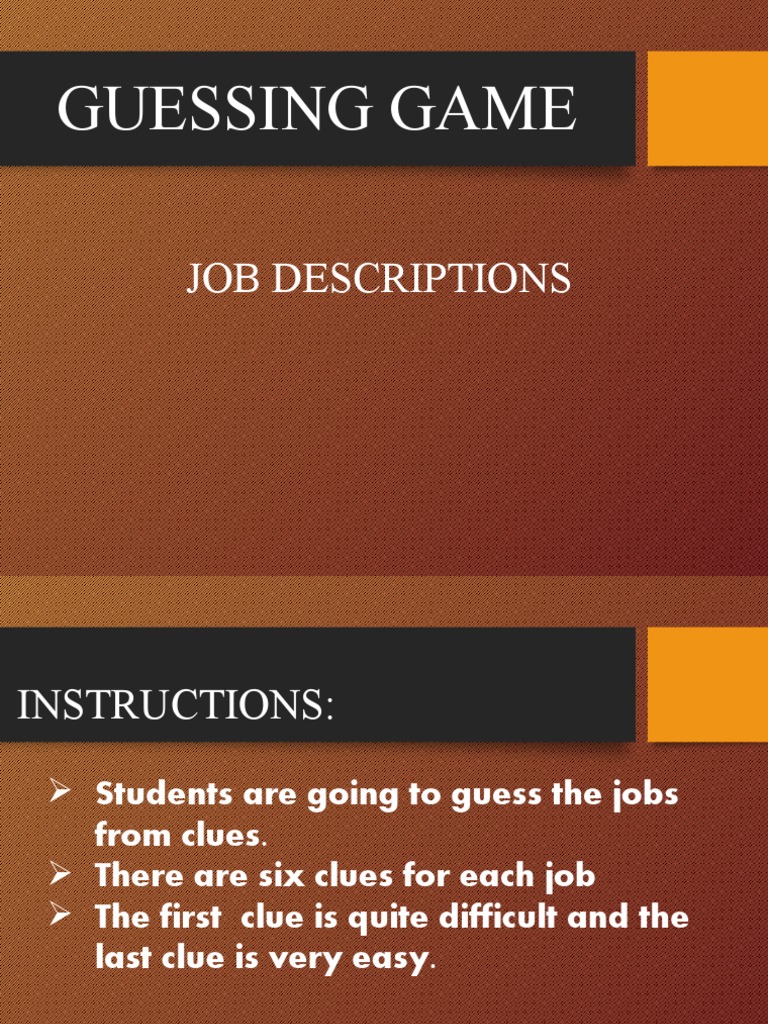 Guessing Game: Job Descriptions | PDF | Grammatical Conjugation ...