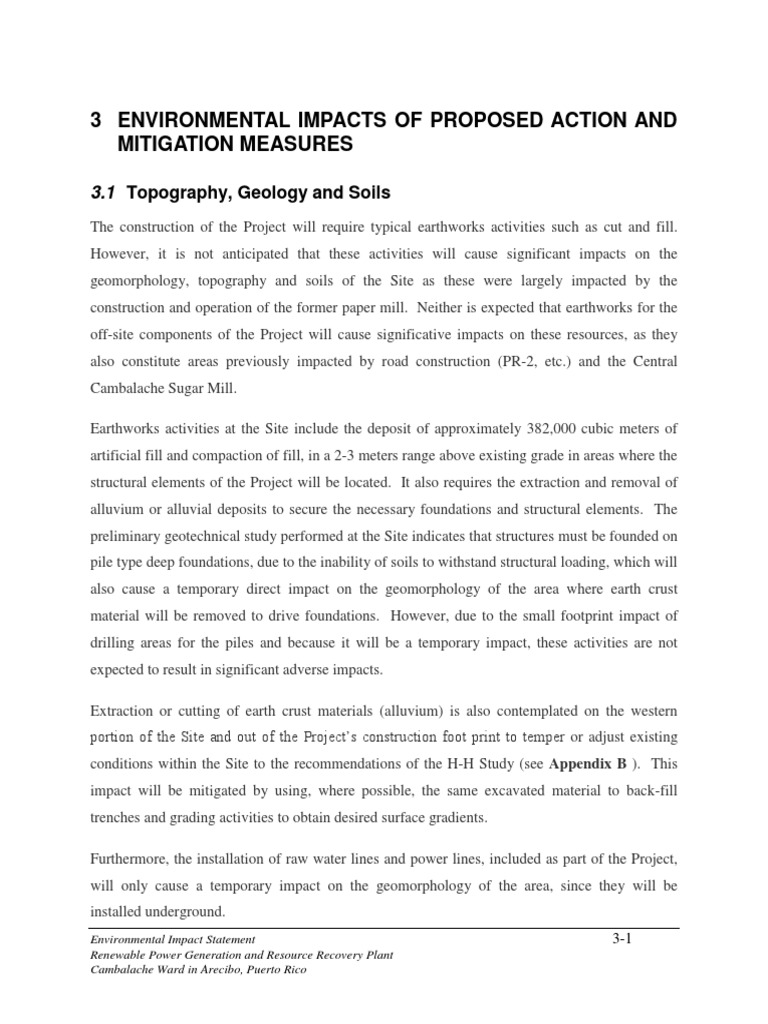 Environmental Impacts of Proposed Action and Mitigation Measures | PDF ...