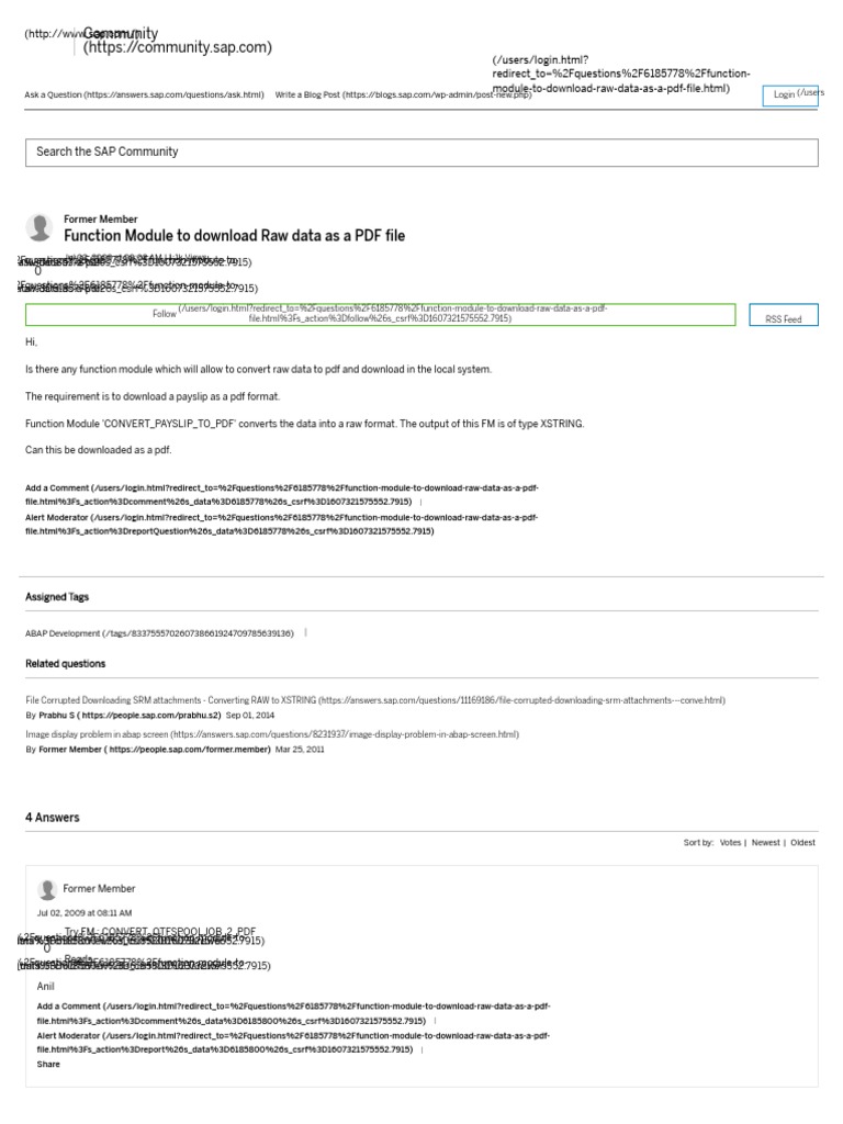 Function Module To Download Raw Data As A PDF File - SAP Q&A PDF | PDF ...