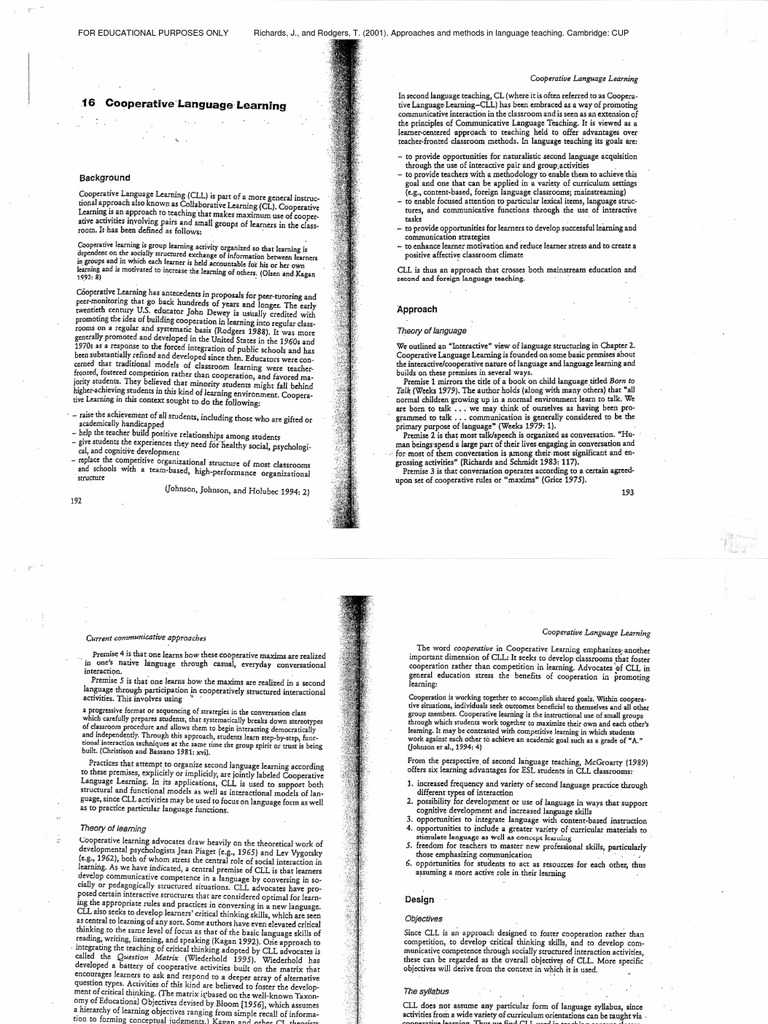 ELT Method - Cooperative Language Learning | PDF | Language Education | Second Language