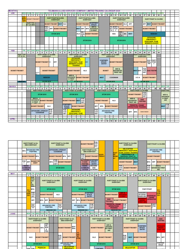 2020 Training Calendar - Tolmann | PDF | Survival Skills | Emergency ...