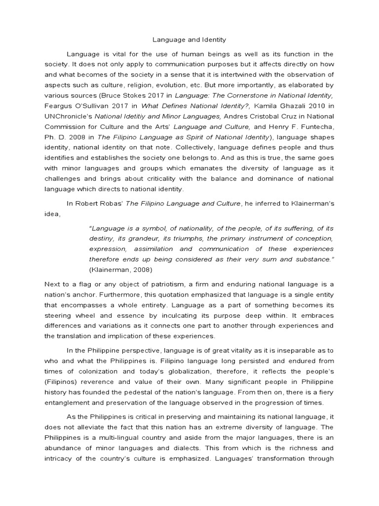 Language's Role in Philippine Identity | PDF | Philippines | Identity ...