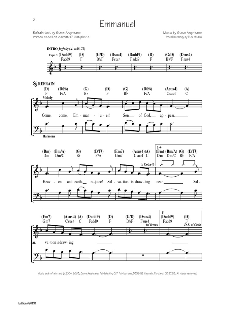 EMMANUEL by Steve Angrisano | PDF | Musical Forms | Performing Arts