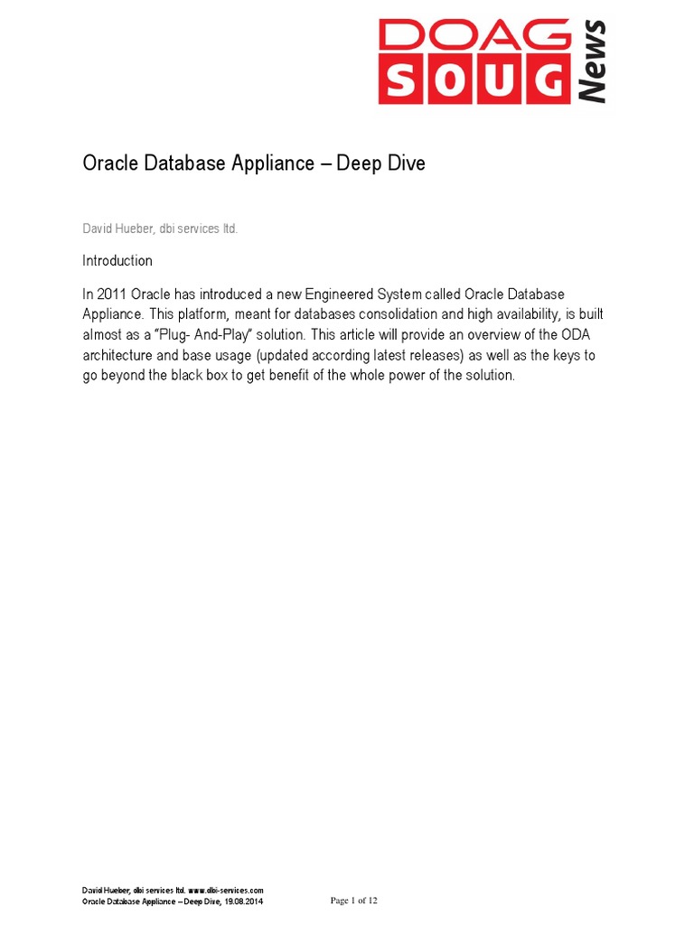 Oracle Database Appliance - Deep Dive | PDF | Computer Data Storage | Backup