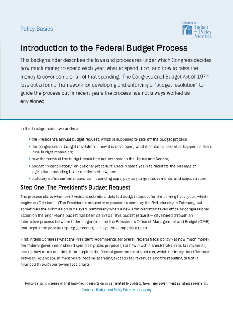 Introduction To The Federal Budget Process | PDF | Reconciliation ...