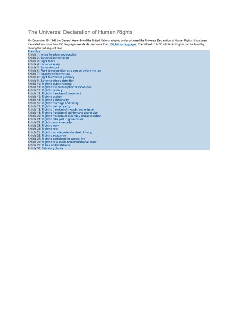 The Universal Declaration of Human Rights | PDF