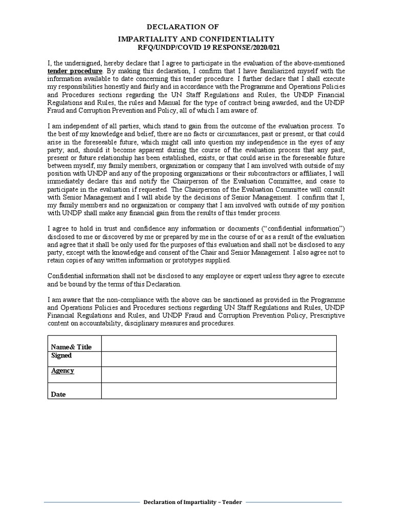 Declaration of Impartiality Covid 19 Items | PDF | United Nations ...