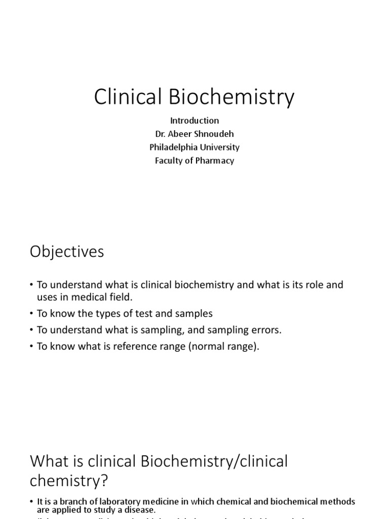 Introduction Clinical Biochemistry | PDF | Sensitivity And Specificity ...