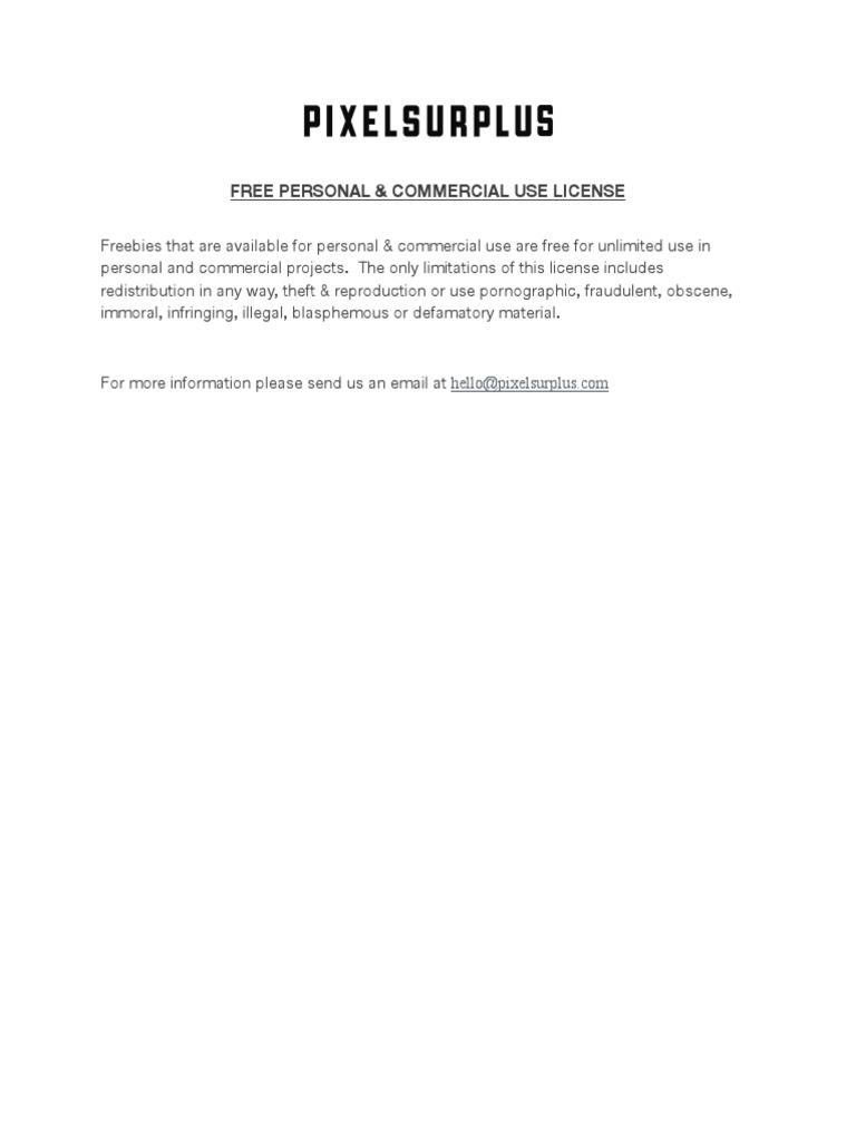 Free Personal & Commercial Use License | PDF
