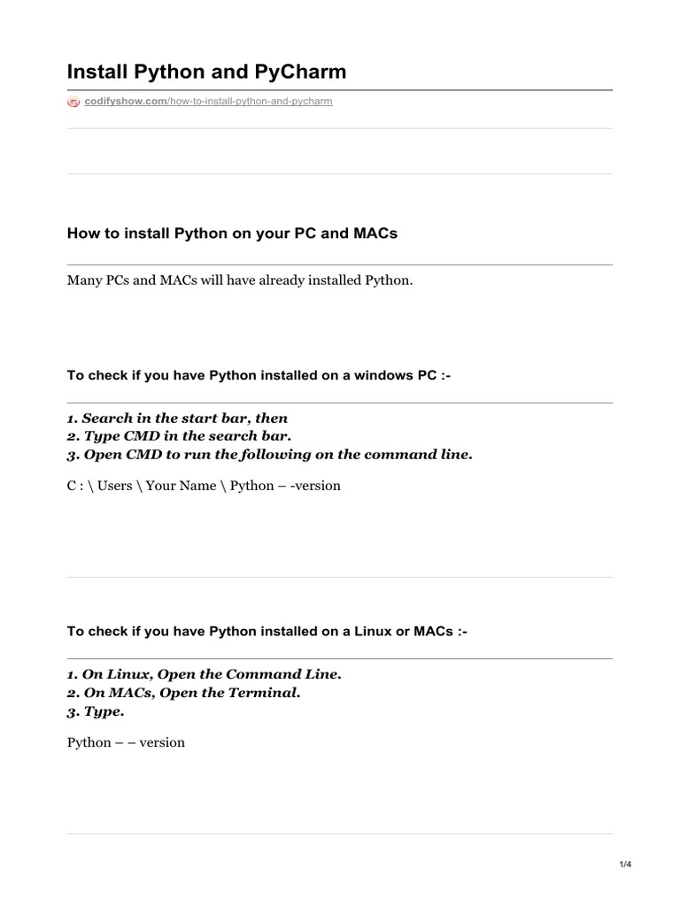 Install Python and PyCharm | PDF | Integrated Development Environment ...