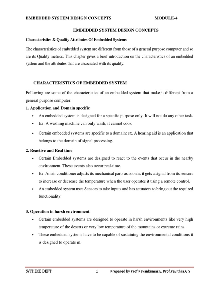 Embedded System Design Concepts Module-4: Characteristics & Quality ...