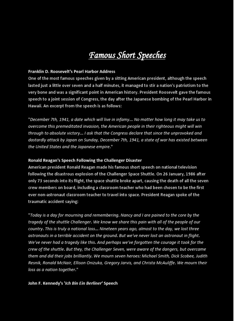 Famous Short Speeches | PDF | Travel | History