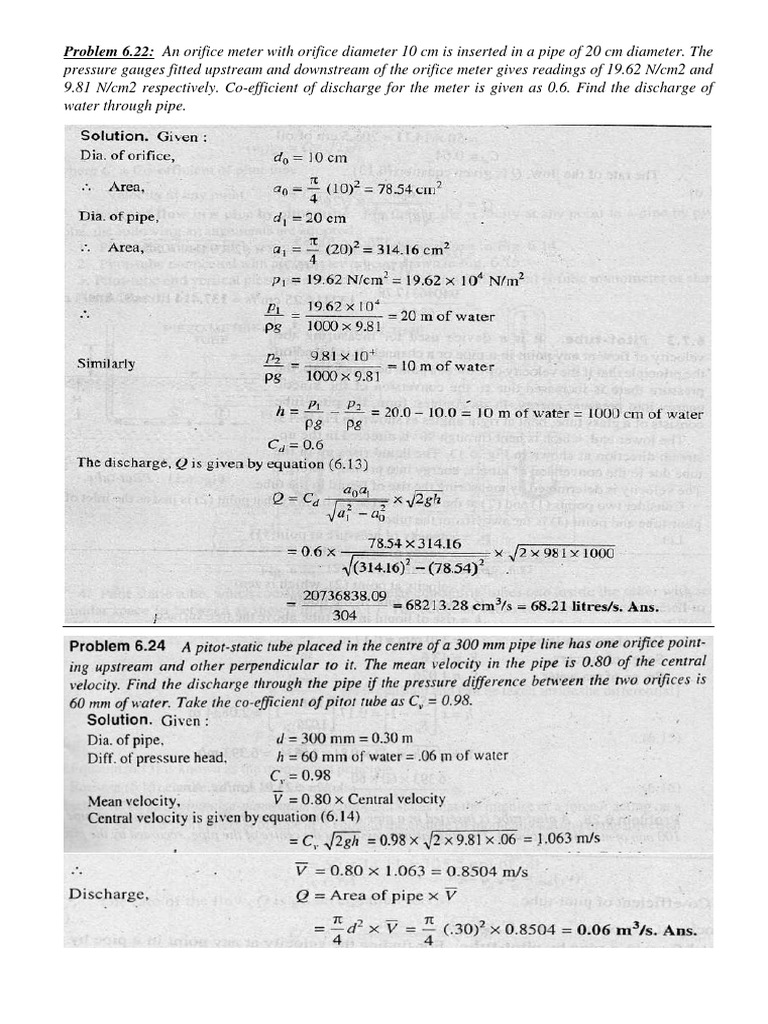 Fluid Mech Lec. 17 Tutorial | PDF