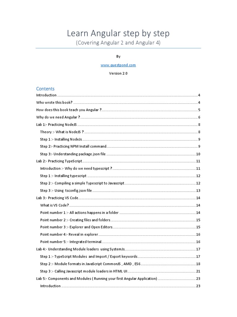 Learn Angular Step by Step: (Covering Angular 2 and Angular 4) | Download Free PDF | Angular Js ...