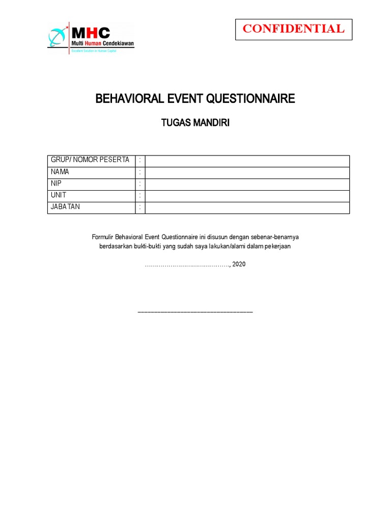 Beq (Behavioral Event Questionnaire) | PDF