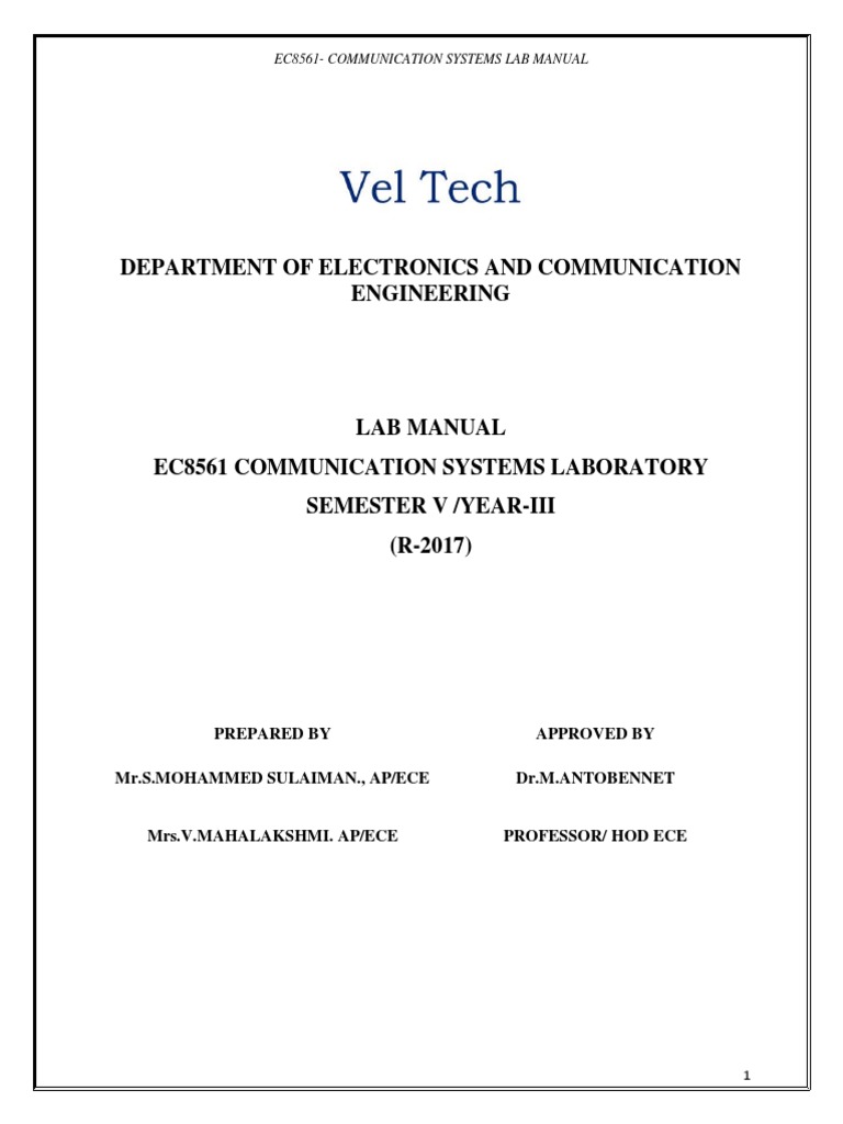 Comm Sys Lab Manual PDF | PDF | Frequency Modulation | Modulation