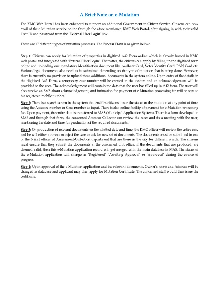 A Four-Step Process for Availing Online e-Mutation Services through the ...
