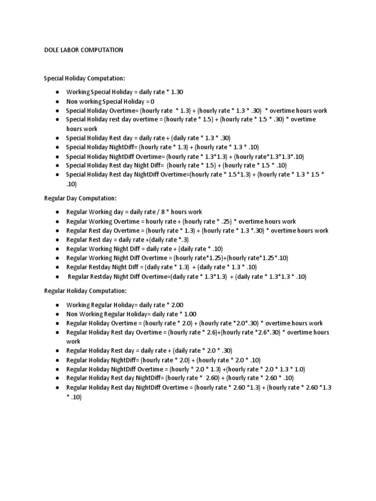 DOLE Payroll Computation Approval | PDF | Overtime | Factor Income ...
