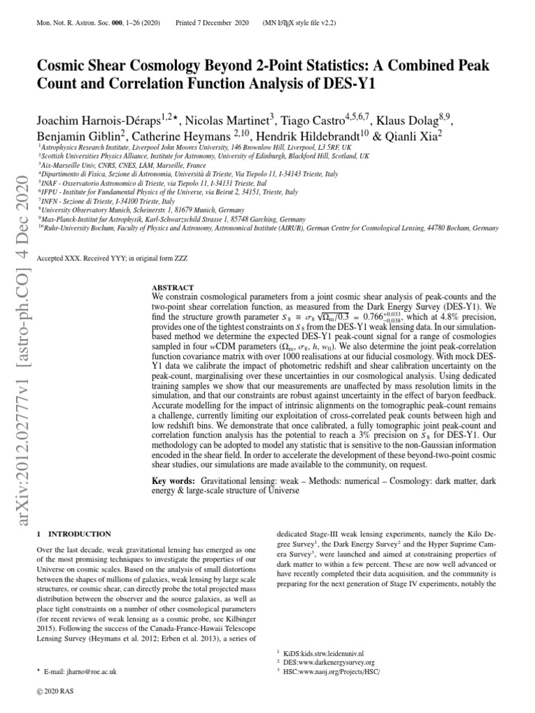 Cosmic Shear Cosmology Beyond 2-Point Statistics: A Combined Peak Count ...
