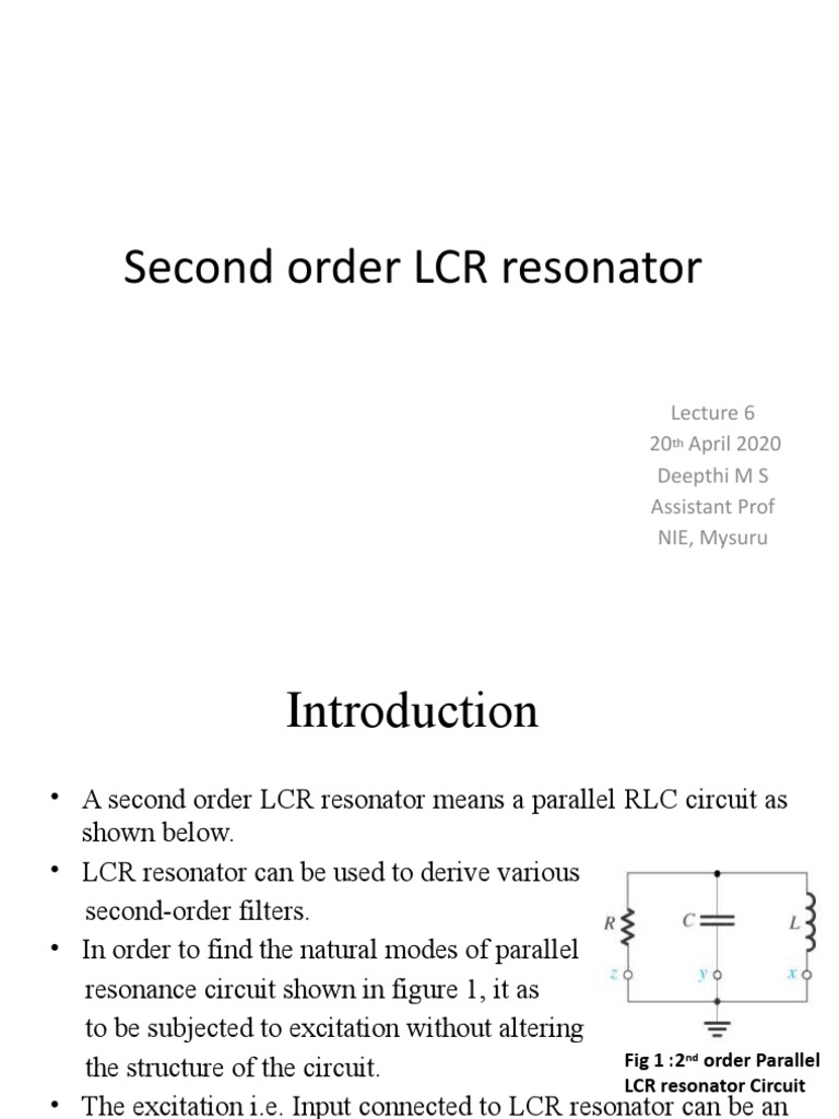 Second Order LCR Resonator Overview | PDF | Electronic Filter | Low ...