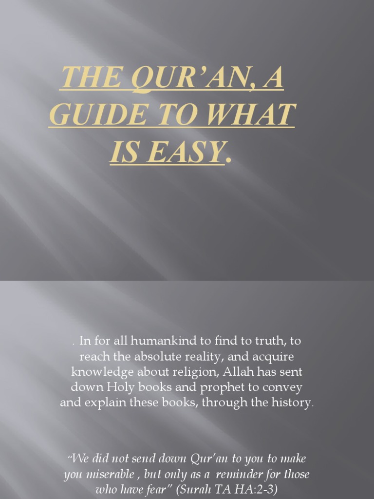 The Qur'An, A Guide To What Is Easy | PDF | Quran | Islam
