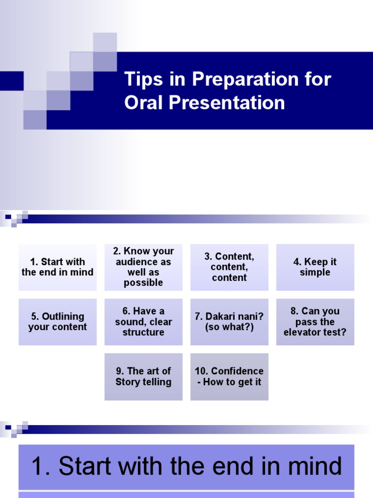 Tips in Preparation For Oral Presentation | PDF | Cognition