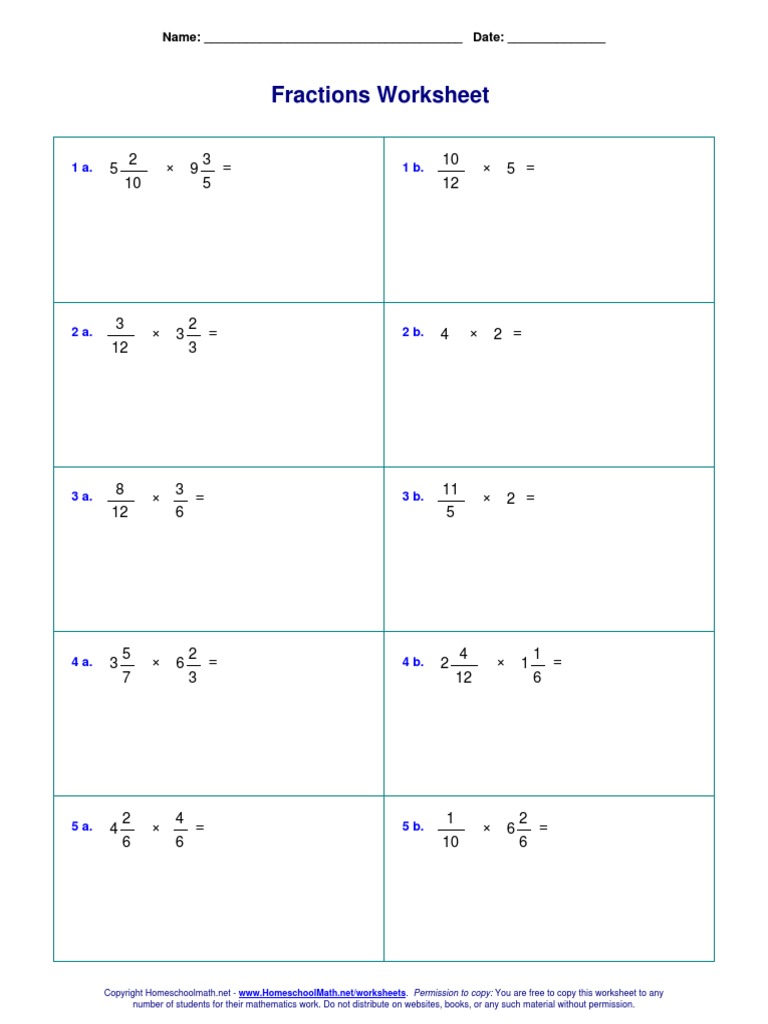 Fractions Worksheet: Name: - Date | PDF | Common Law | Copyright Law