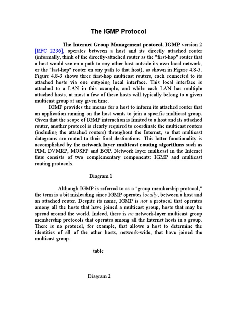 The IGMP Protocol: Diagram 2 | PDF | Multicast | Router (Computing)