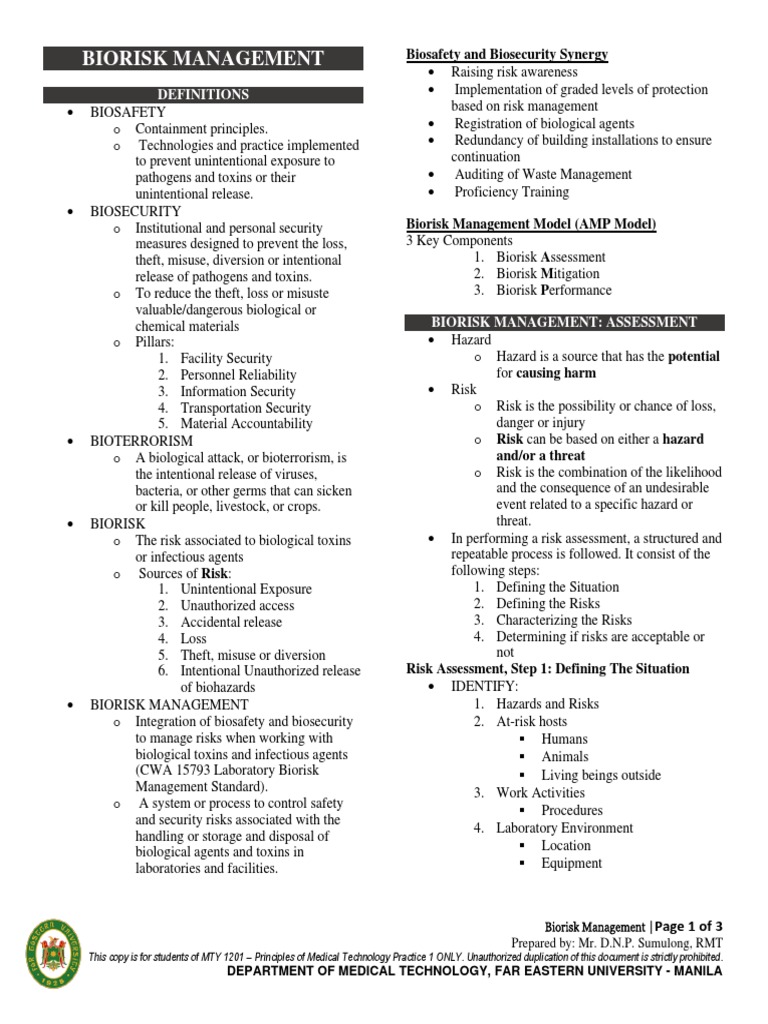 Topic 7. BIORISK MANAGEMENT | PDF | Risk | Risk Assessment
