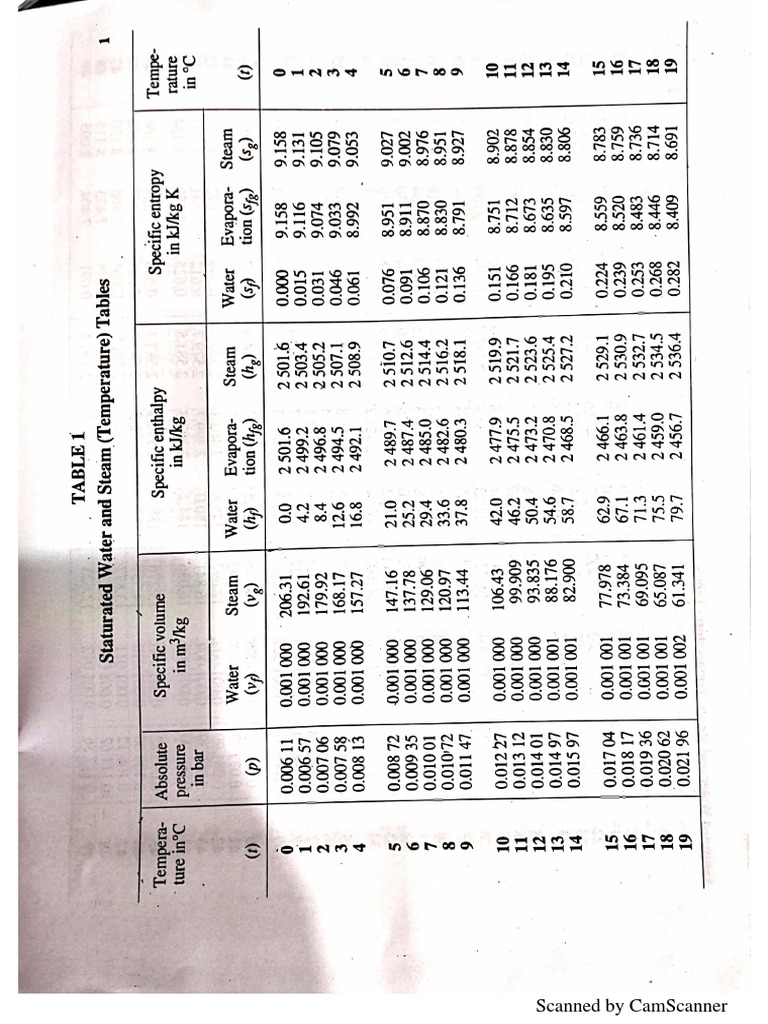 Steam Table | PDF