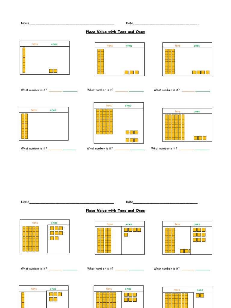 Place Value With Tens and Ones: Name - Date | PDF